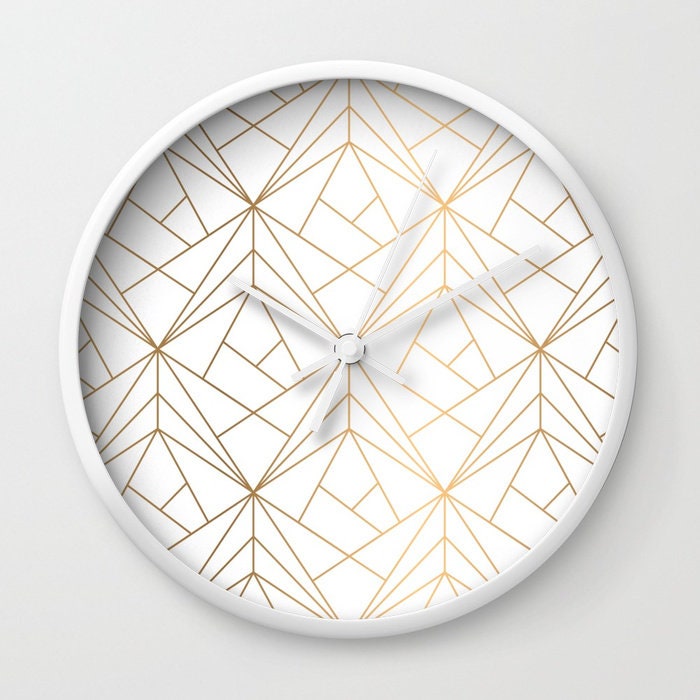 Geometric Gold Pattern Wall Clock, Bohemian Wall Clock, Gold Wall Clock ...