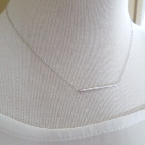 Silver Plated Bar Necklace, Silver Tube Necklace...dainty Handmade ...