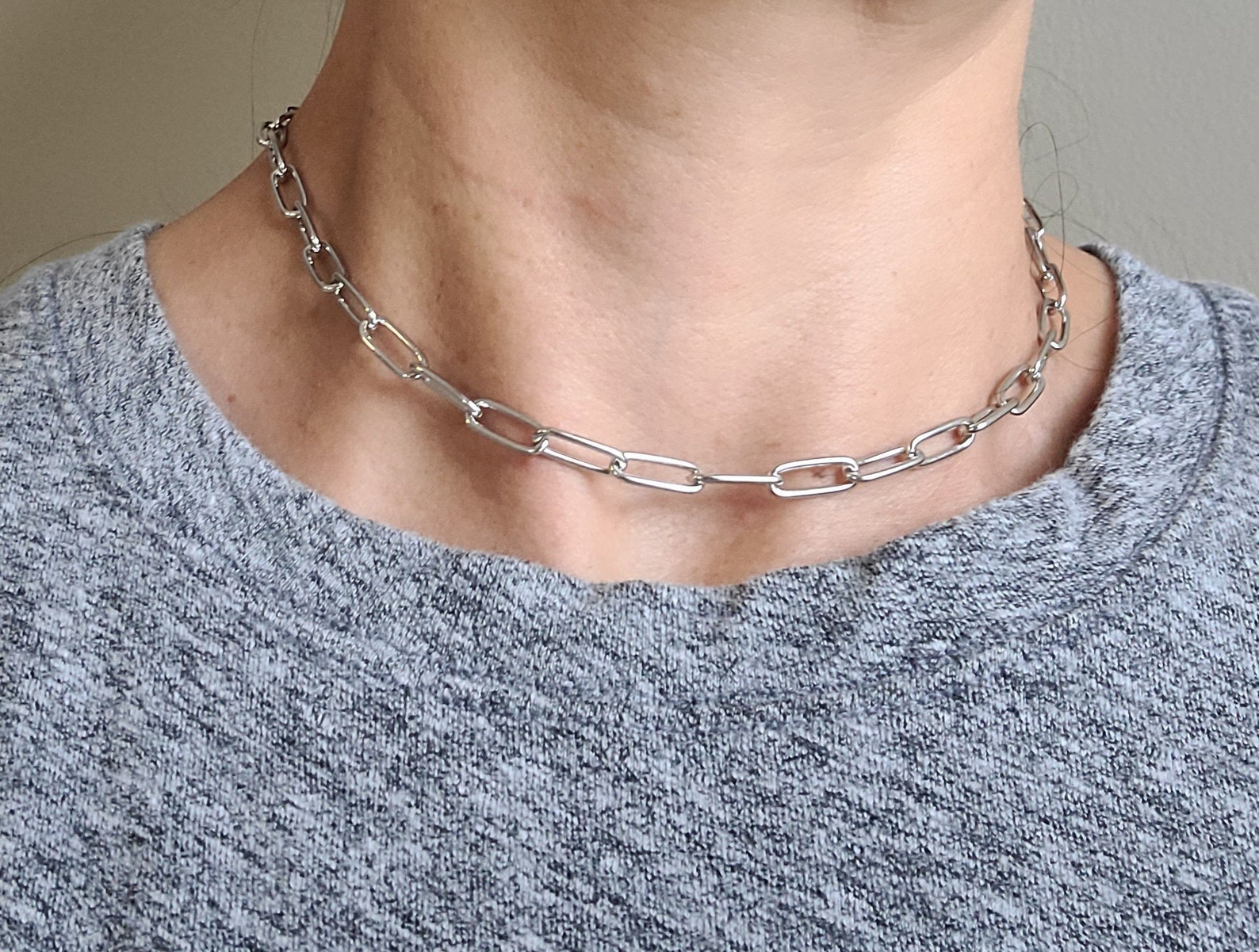 Chunky Paper Clip Link Necklace Gold or Silver Link Chain - Etsy