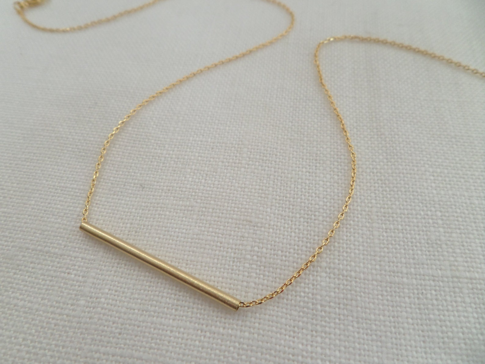 Gold Bar Necklace Gold Tube Necklace...dainty Handmade - Etsy