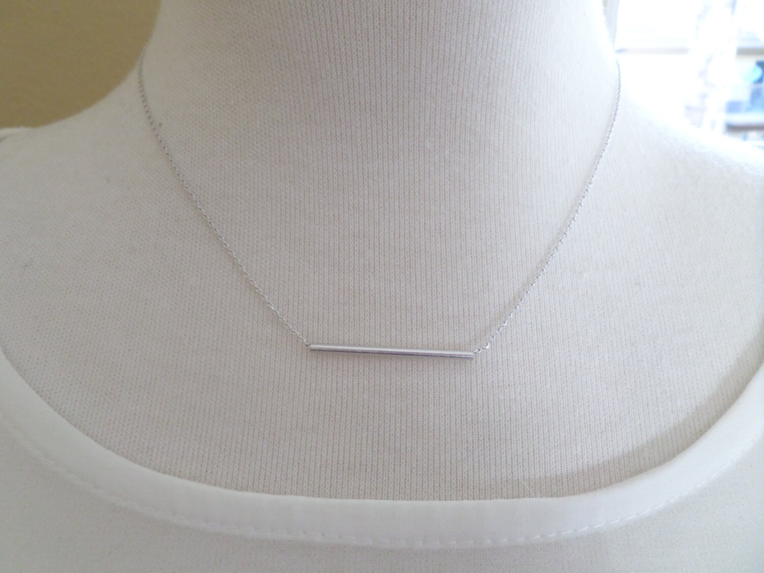 Silver Plated Bar Necklace Silver Tube Necklace...dainty - Etsy