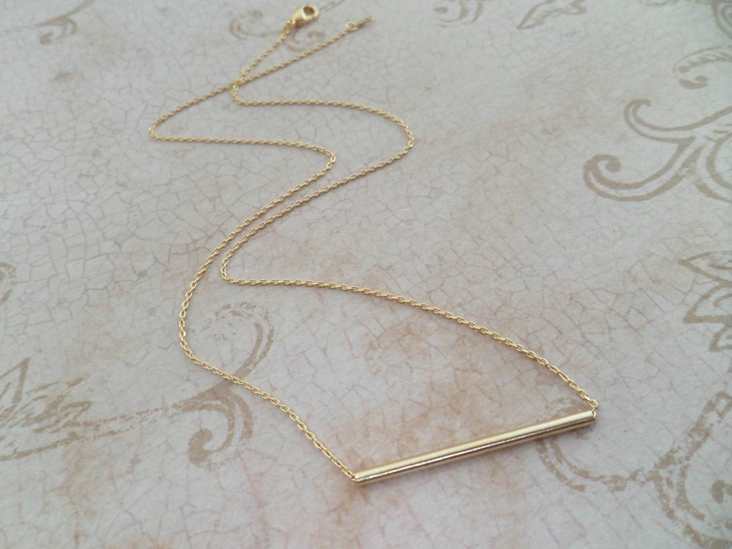 Gold Bar Necklace Gold Tube Necklace...dainty Handmade - Etsy