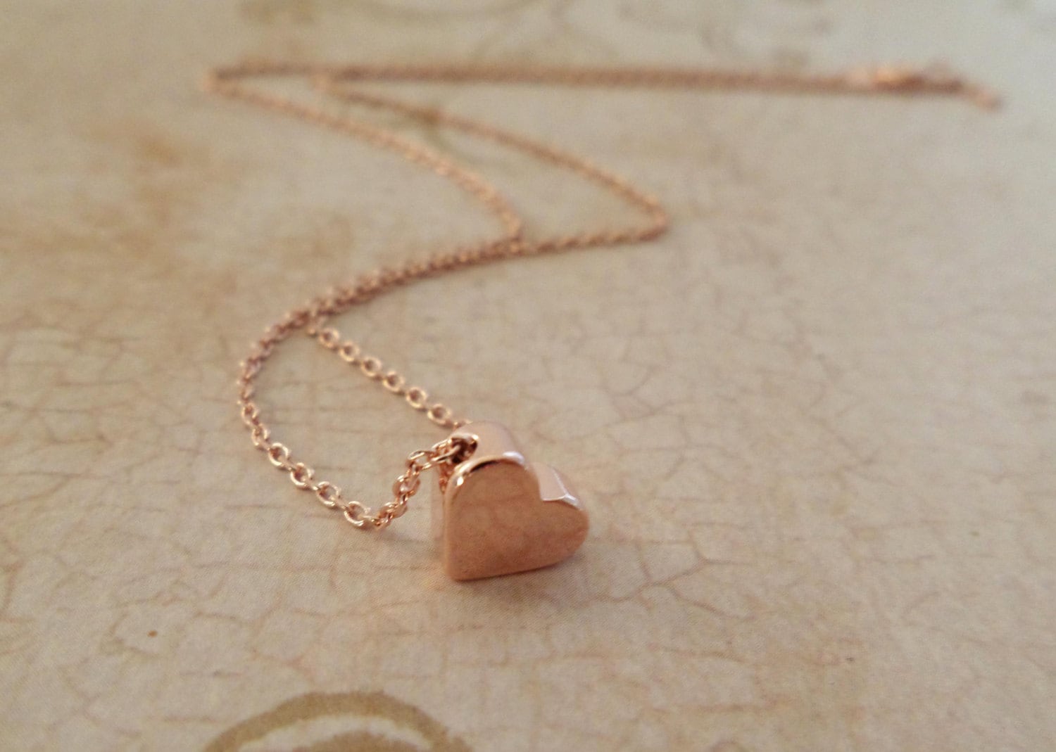 Rose Gold Heart Necklace...dainty Handmade Necklace, Everyday, Simple ...