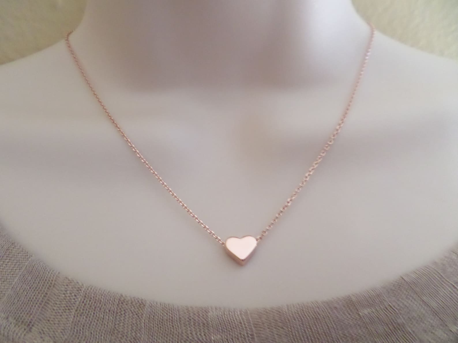 Rose Gold Heart Necklace...dainty Handmade Necklace, Everyday, Simple ...