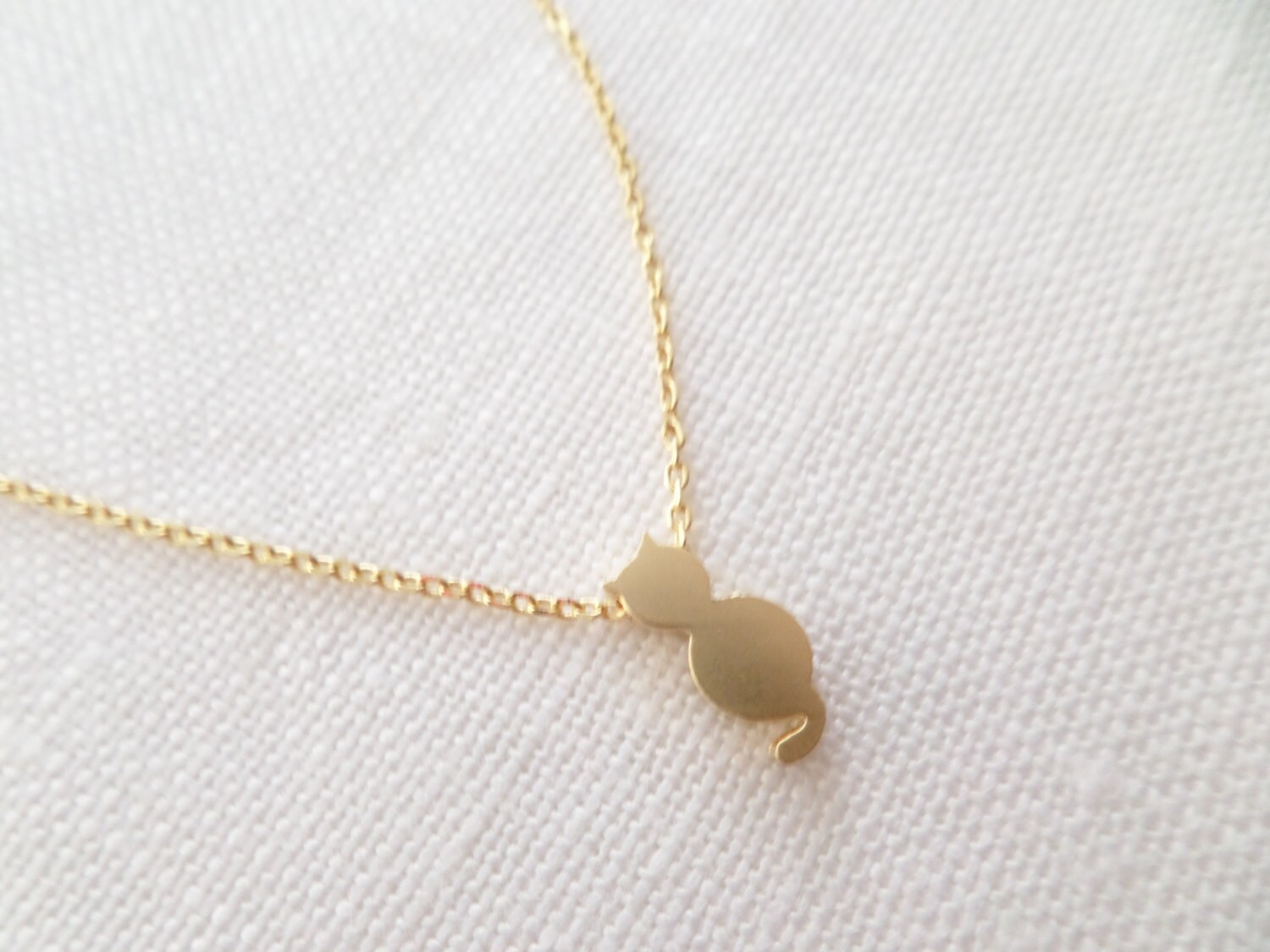 Gold Kitten, Cat Pendant Necklace...dainty Handmade Necklace, Everyday ...