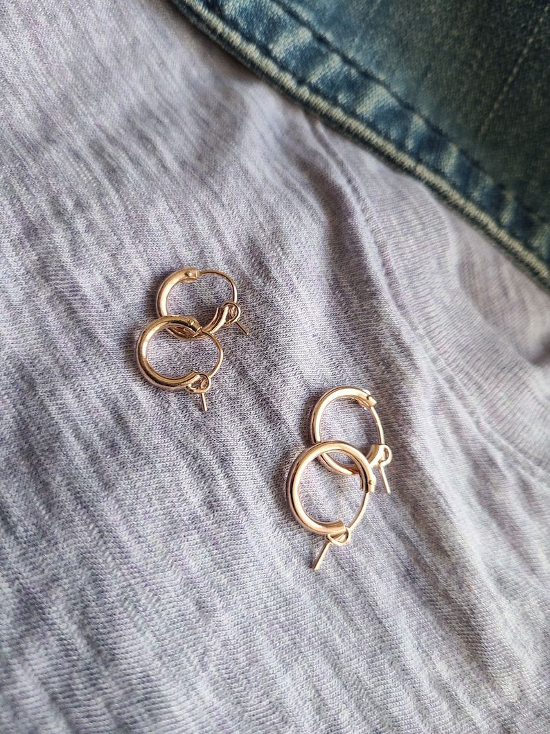 14K Rose Gold Filled Hoop Earringsplain Hoop Snap Post Rose - Etsy
