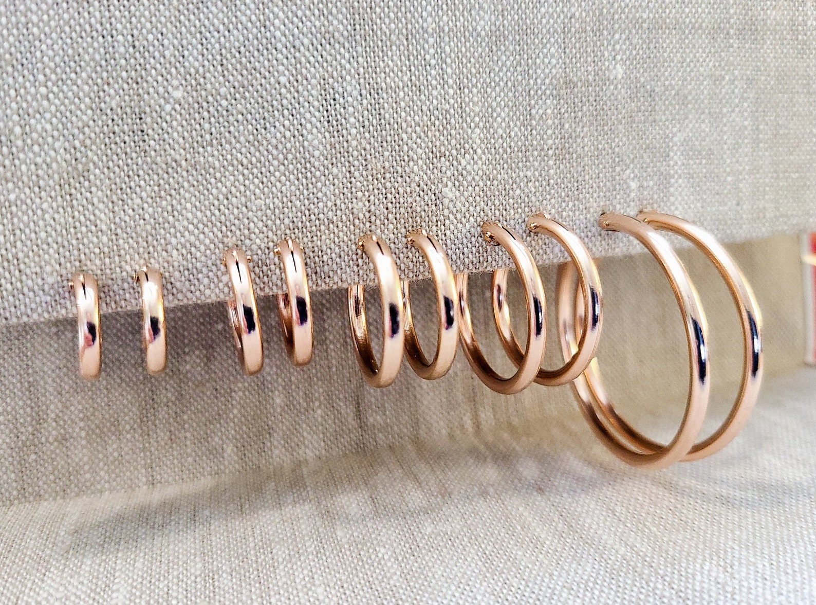 14K Rose Gold Filled Hoop Earringsplain Hoop Snap Post Rose - Etsy