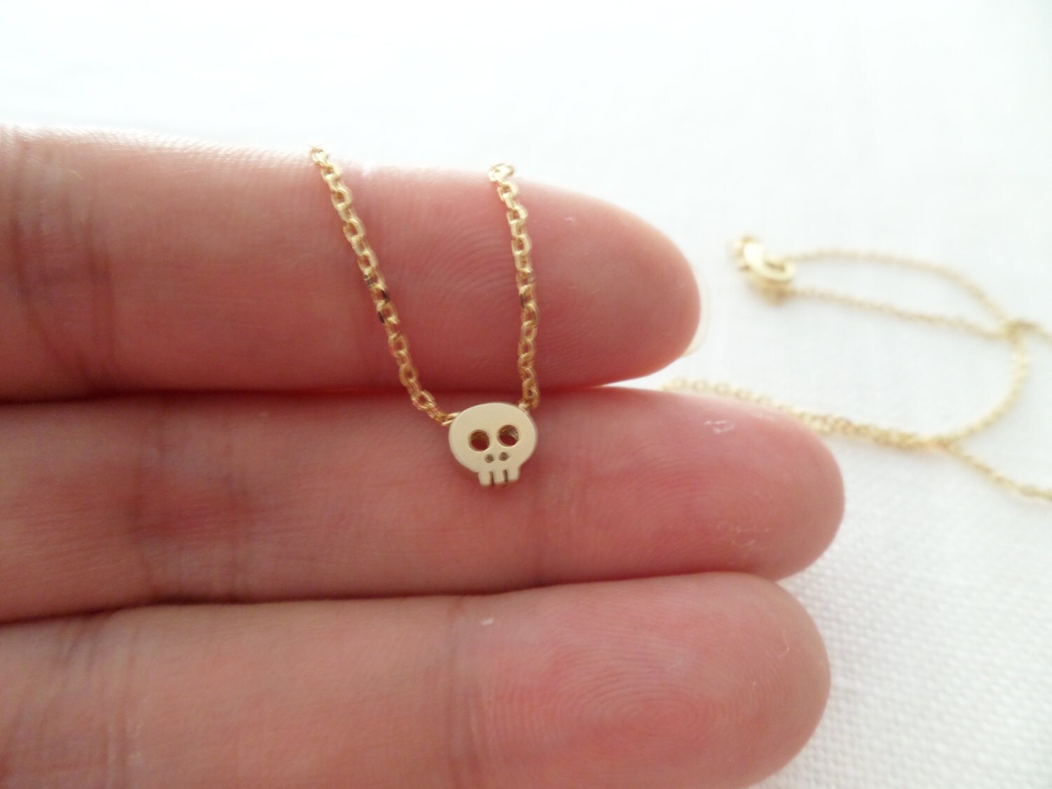 Teeny tiny skull necklace...dainty handmade necklace | Etsy