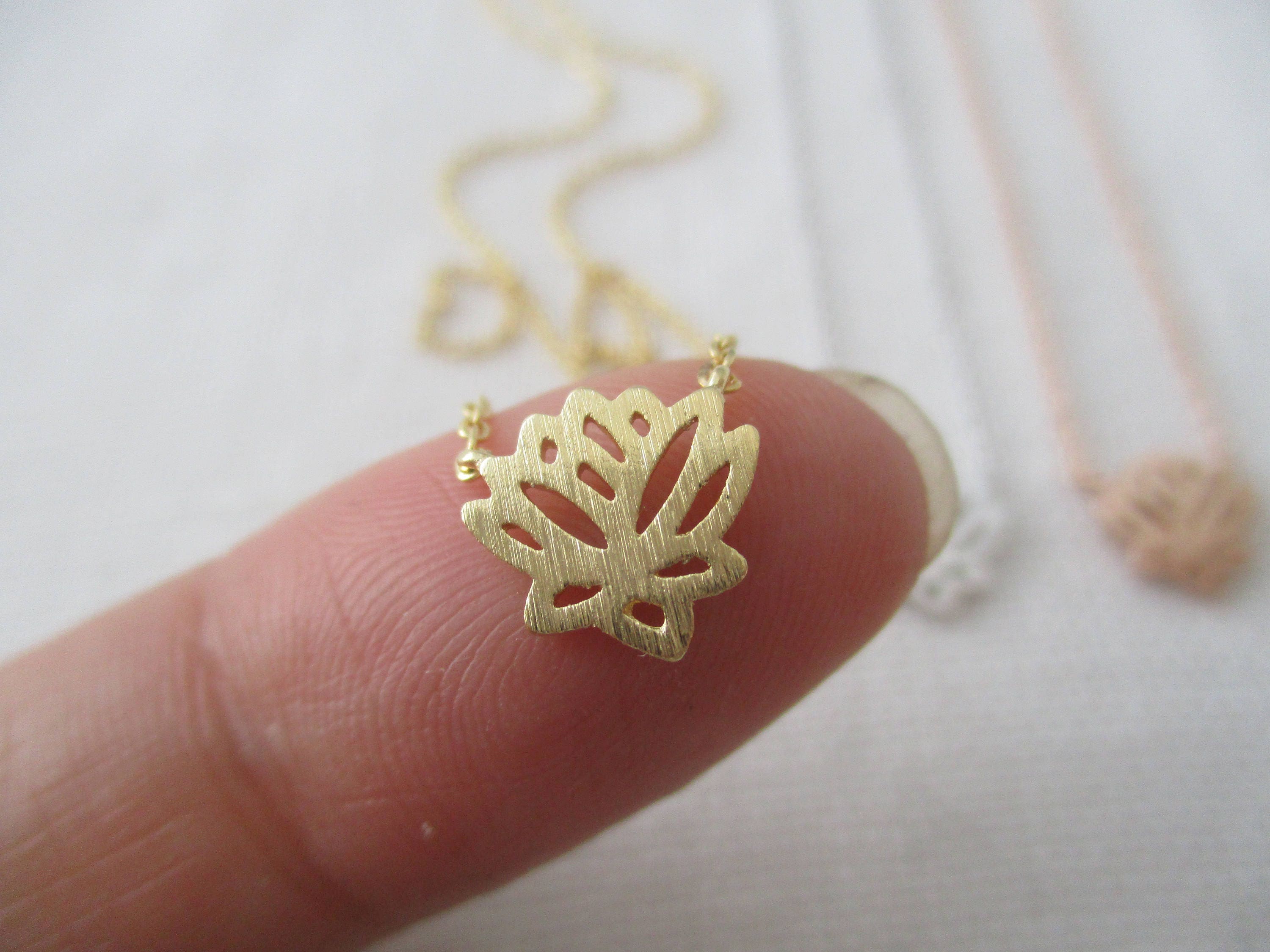 Gold, Rose Gold or Silver Lotus Flower Necklace...dainty Necklace ...