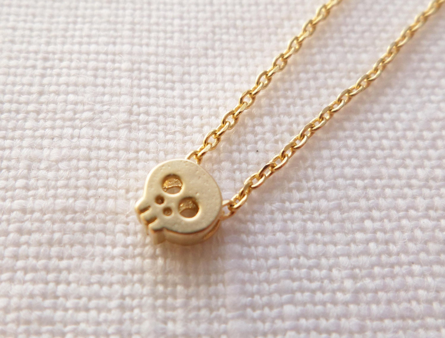 Teeny tiny skull necklace...dainty handmade necklace | Etsy