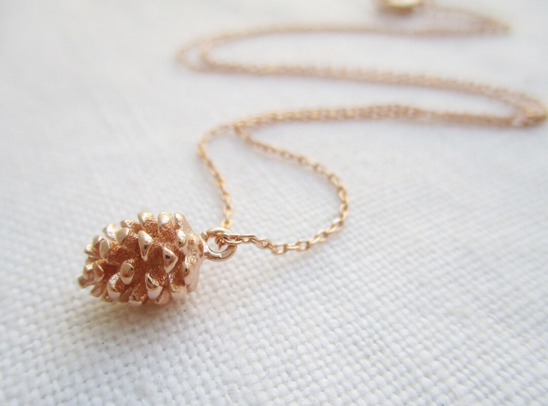 Tiny Gold or Rose Gold Pine Cone Necklace - Etsy
