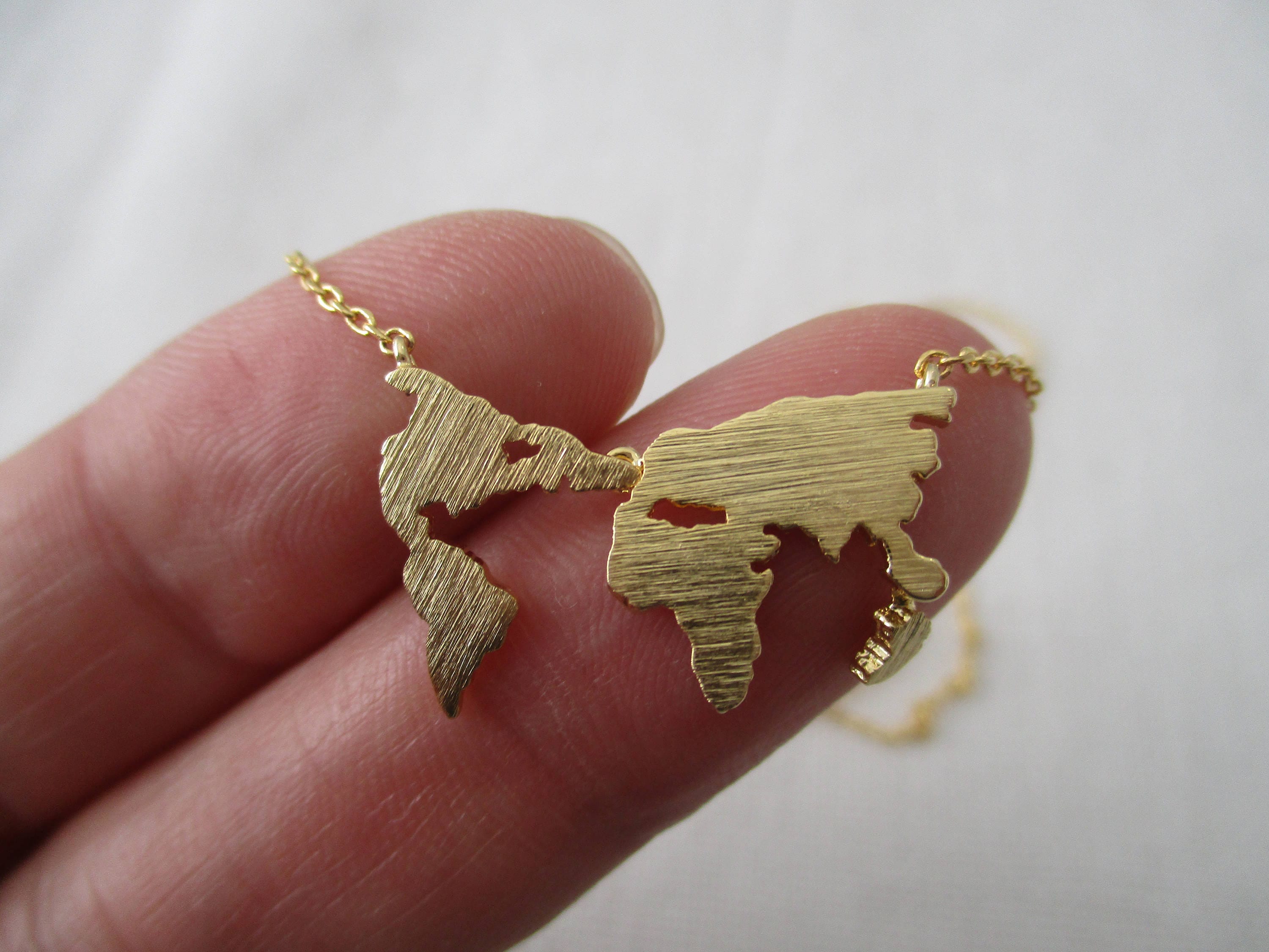 World Map Necklace Globe Necklace. Gold Rose Gold or Silver | Etsy