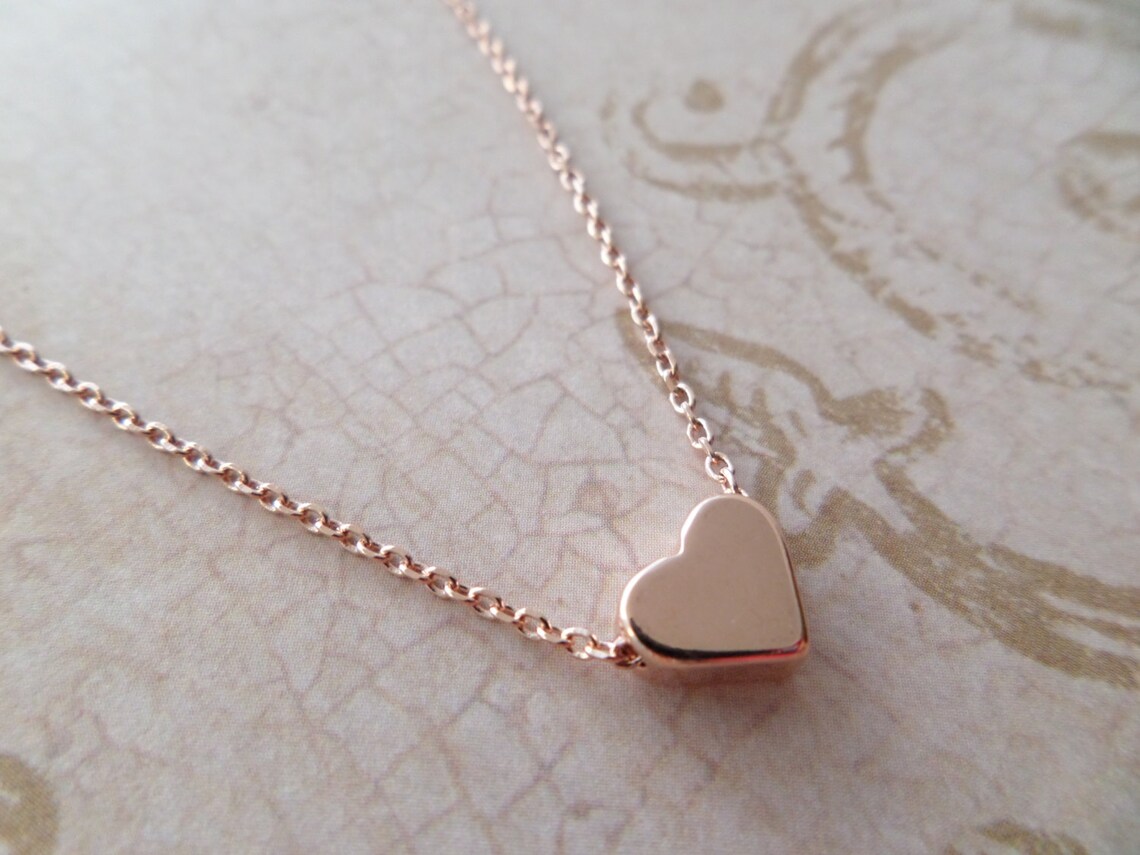 Rose Gold Heart Necklace...dainty Handmade Necklace Everyday - Etsy UK