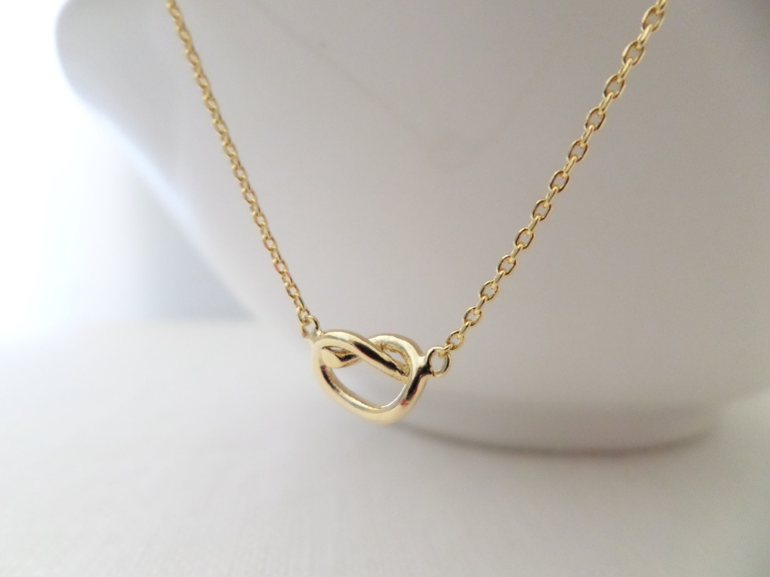 Gold Silver or Rose Gold Love Knot Necklace...tie the Knot - Etsy