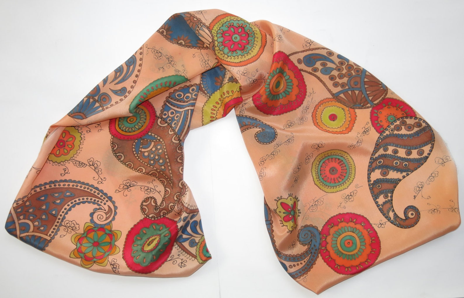 Silk scarf Paisley Hand painted silk scarf in India patterns | Etsy