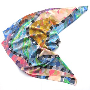Gaudi Silk Scarf - Hand Painted Silk Shawl. Silk Painting Two Side ...