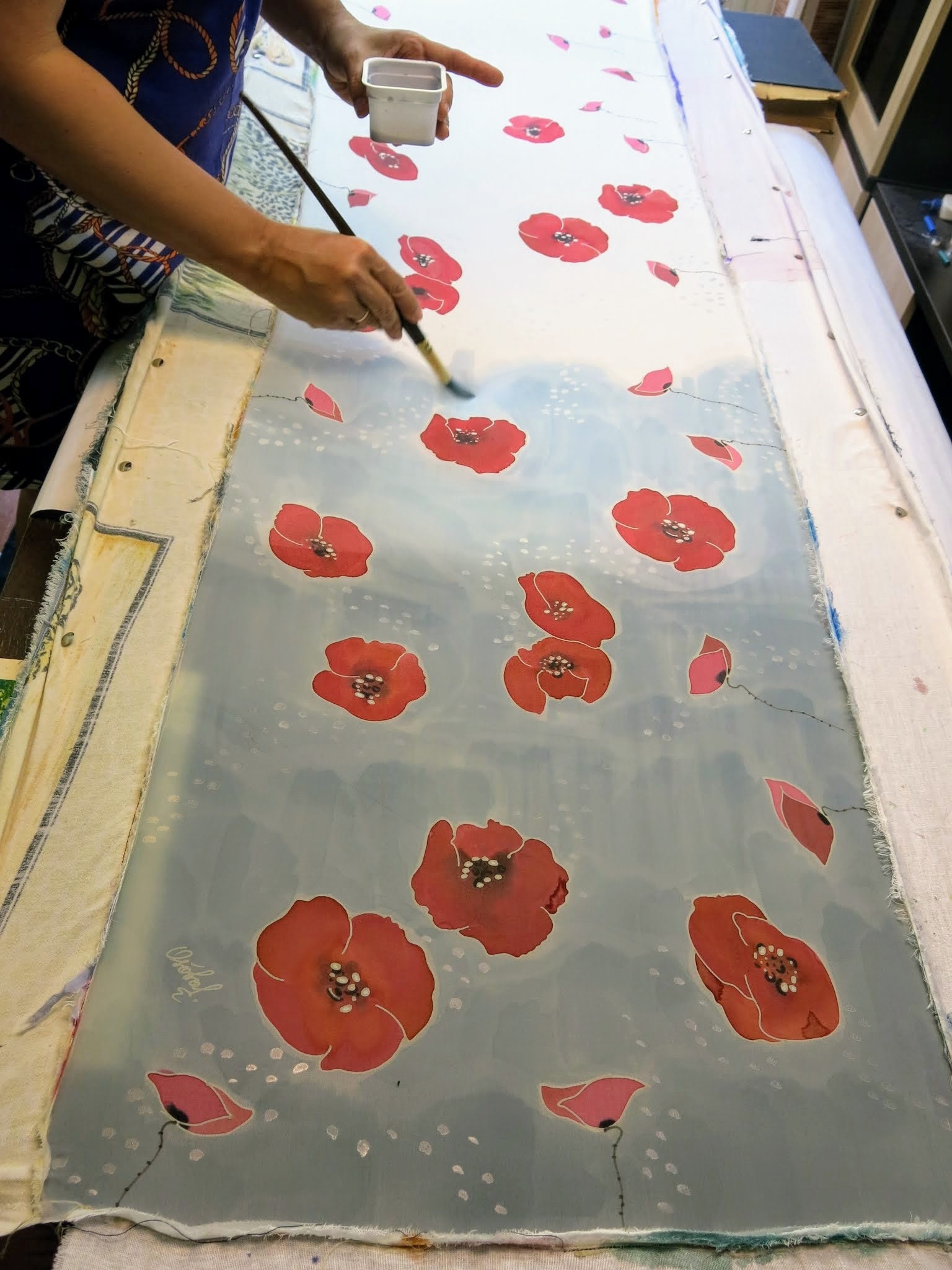 Poppy Silk Scarf Red Poppies Flowers. Handmade Scarf Hand - Etsy