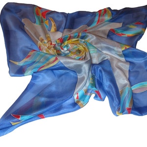 Silk Scarf Capricorn Zodiac Sign. Hand Painted Silk Scarf in Red ...