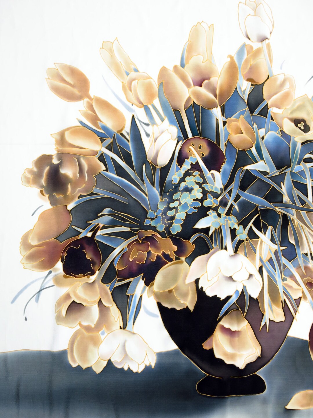 Tulip Silk Painting, Hand-painted Floral Batik Art (39x35") - Etsy