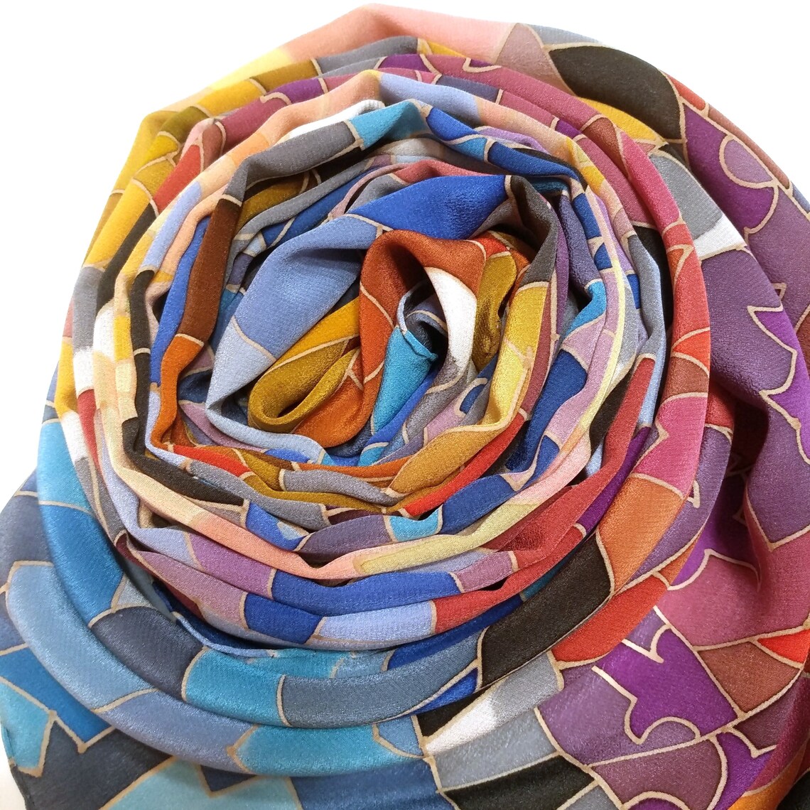 Silk Scarf Gaudi Hand Painted Silk Skarf. Silk Painting Two - Etsy
