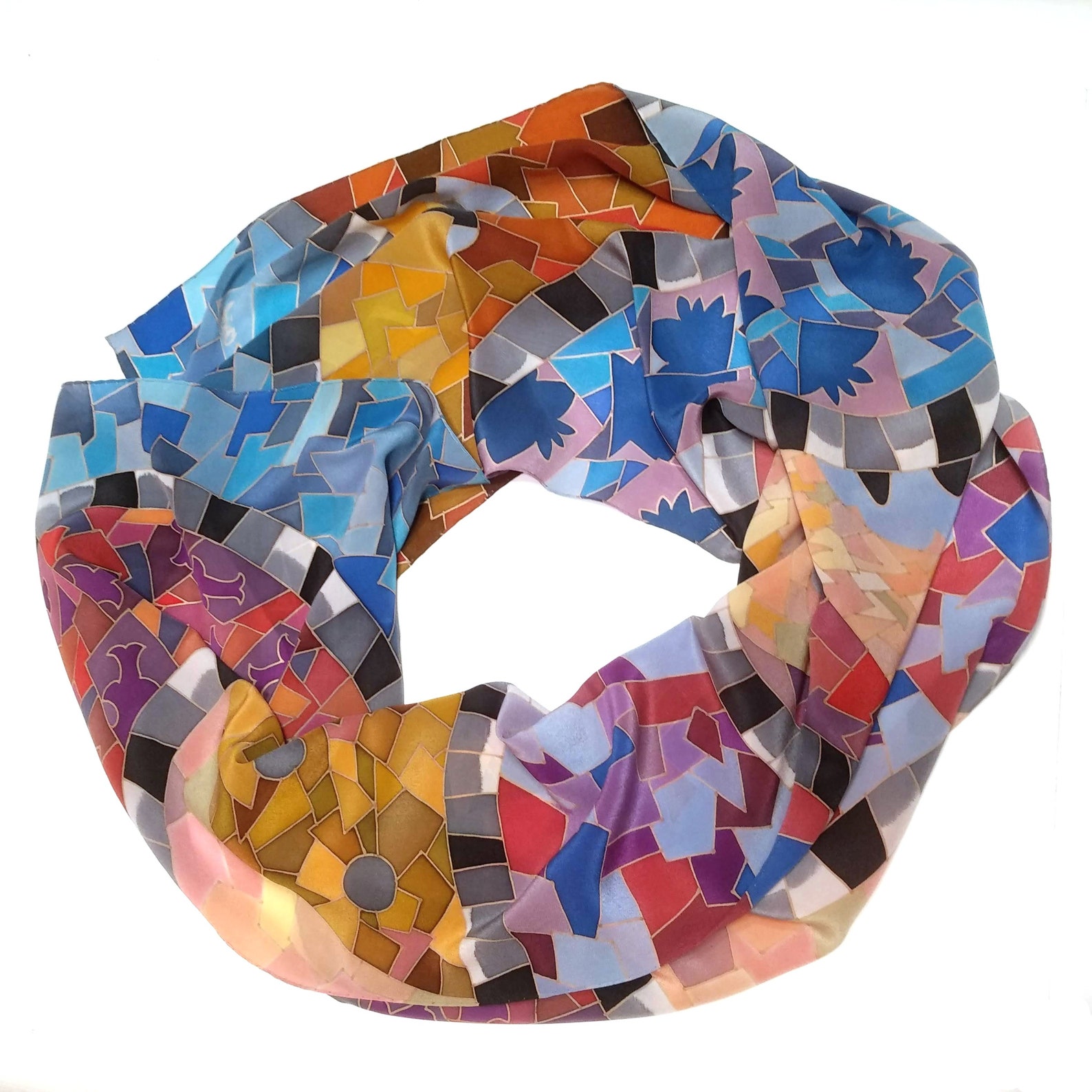 Silk Scarf Gaudi Hand Painted Silk Skarf. Silk Painting Two - Etsy