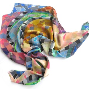 Gaudi Silk Scarf - Hand Painted Silk Shawl. Silk Painting Two Side ...