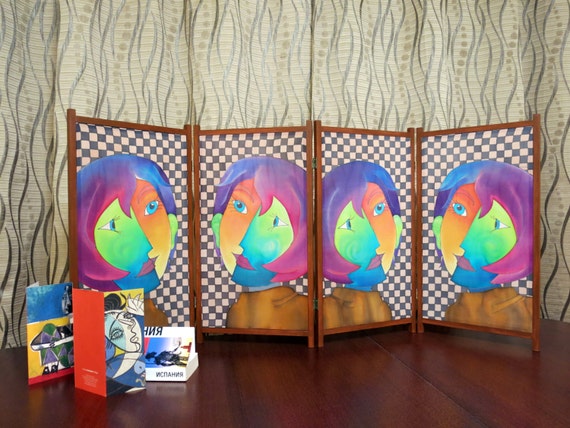 Screen Table Divider Silk Screen by Picasso Motif Folding | Etsy