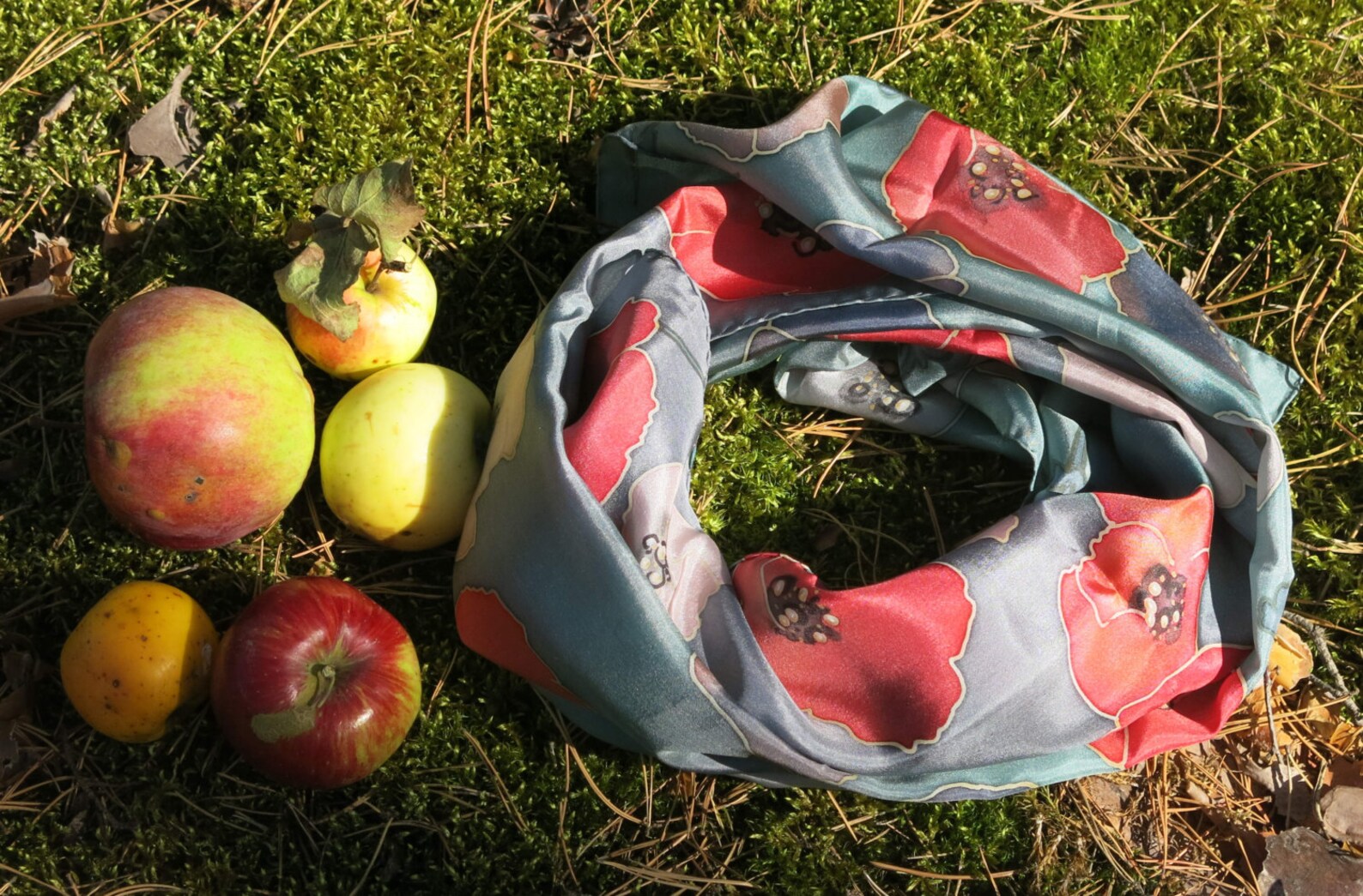 Poppy Silk Scarf Red Poppies Flowers. Handmade Scarf Hand - Etsy