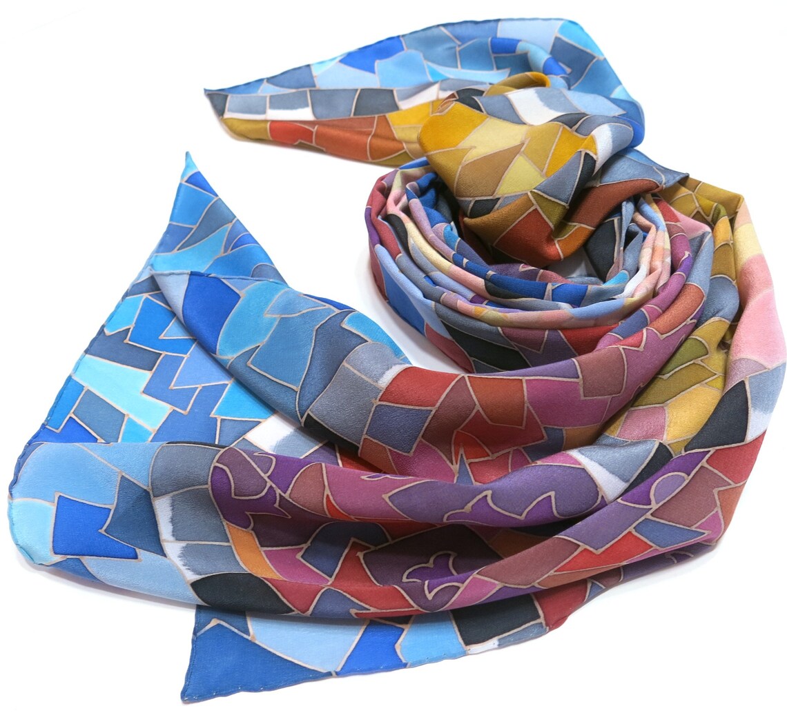 Silk Scarf Gaudi Hand Painted Silk Skarf. Silk Painting Two - Etsy