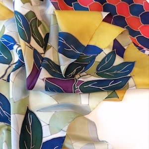 Lemon Fresh Silk Scarf Hand Painted Fruit Print Bright Citrus Tropical ...