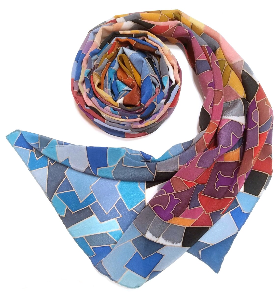 Silk Scarf Gaudi Hand Painted Silk Skarf. Silk Painting Two - Etsy