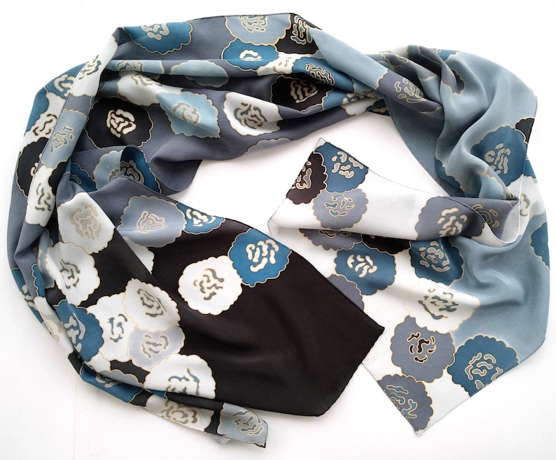 Rose Silk Scarf Dark Flowers Hand Painted Silk Scarf With - Etsy
