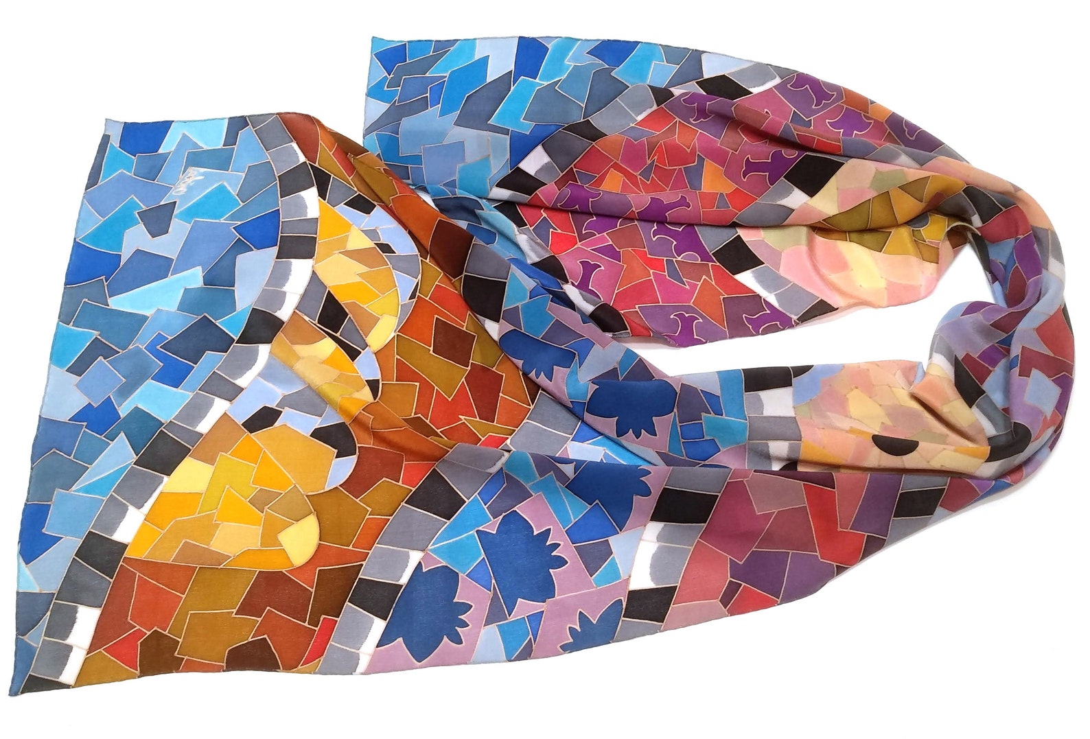 Silk Scarf Gaudi Hand Painted Silk Skarf. Silk Painting Two - Etsy