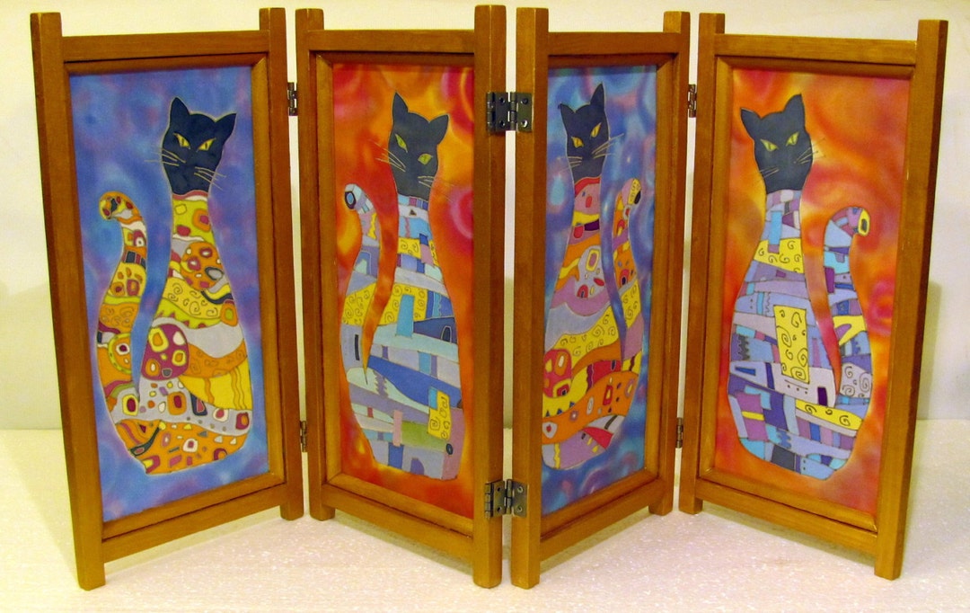 Table Screen. Free Standing Silk Screen Folding Room Divider. Silk ...