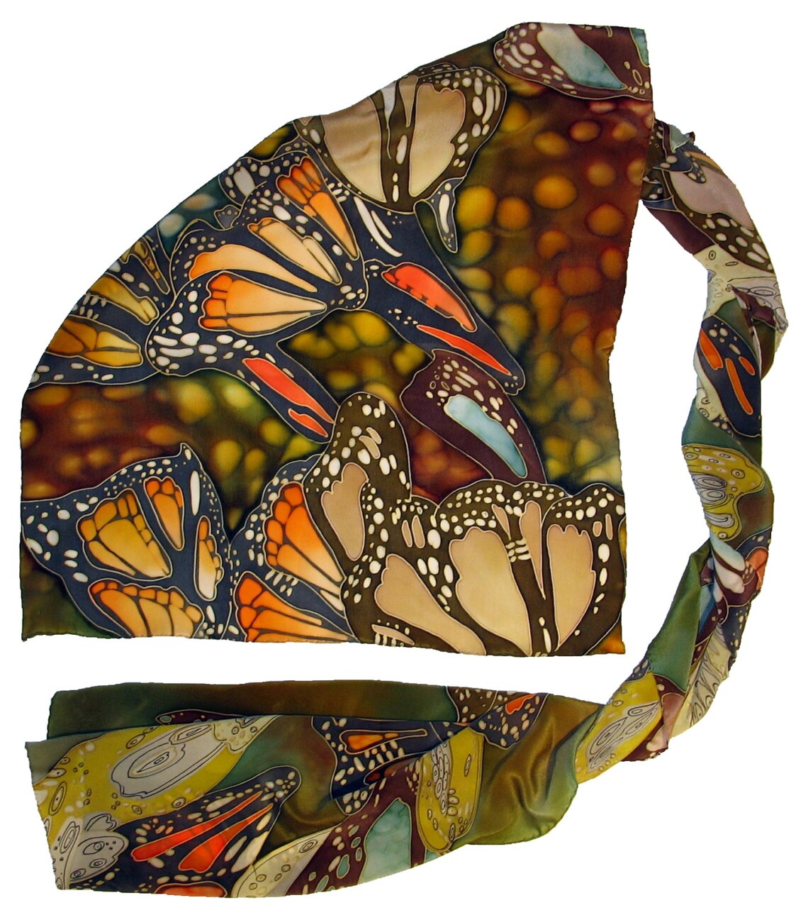 Silk Scarf Butterflies in Green. Hand Painted Silk Shawl Red - Etsy