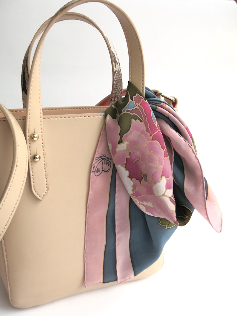 Gray Scarf Peon. Silk Neckerchief. Square Mini Scarf for Handbag ...