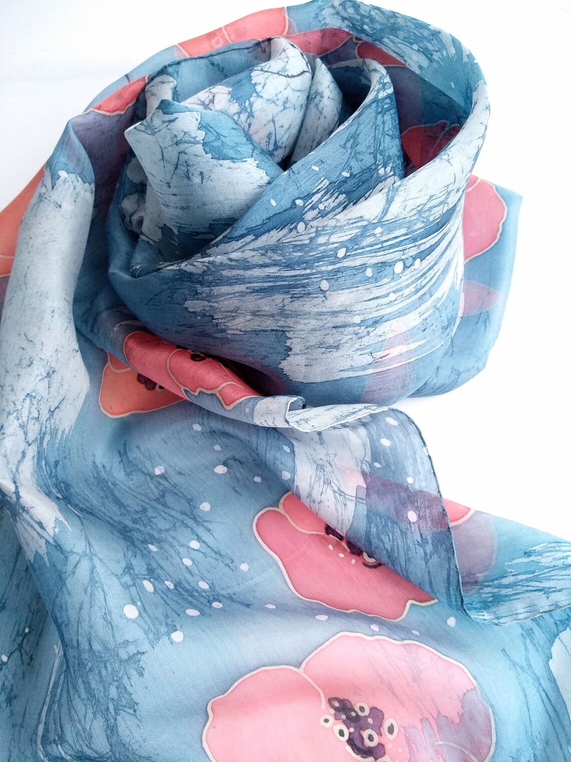 Poppies Silk Scarf. Hand Painted Silk Scarf. Red Poppy on - Etsy