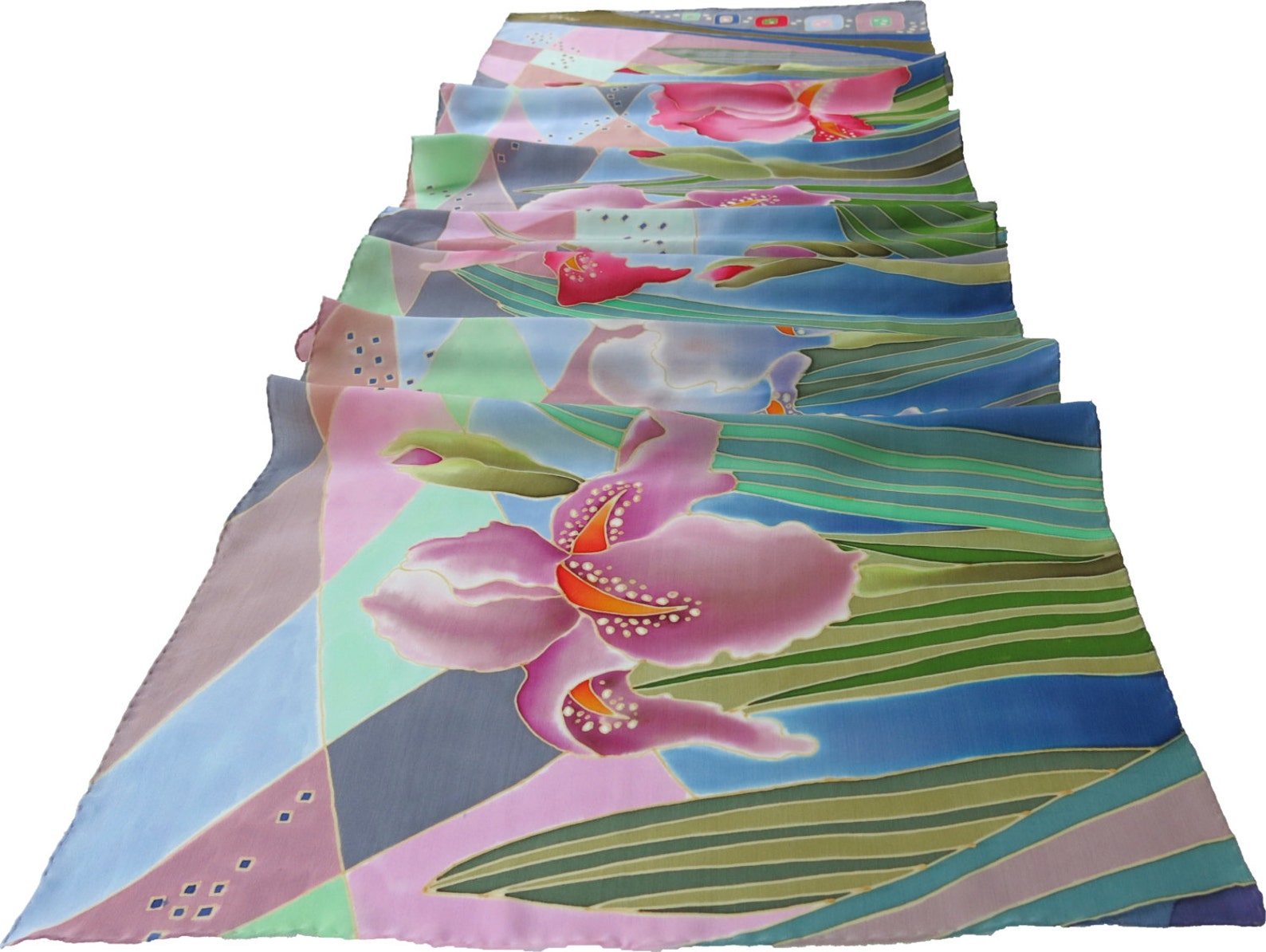 Silk Scarf Iris. Hand Painted Silk Scarf Batik Floral Scarf - Etsy