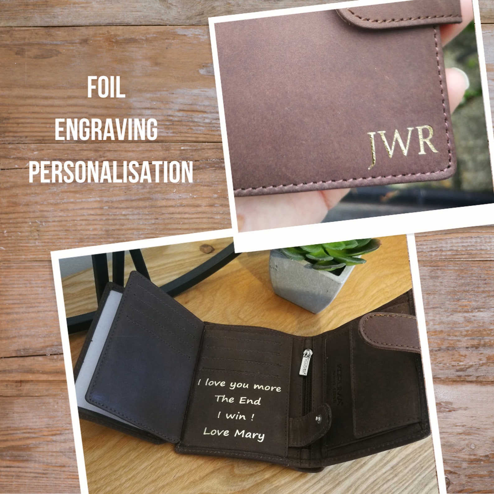 Personalised Wallet, RFID Mens Wallet With Coin Pocket, Handmade ...