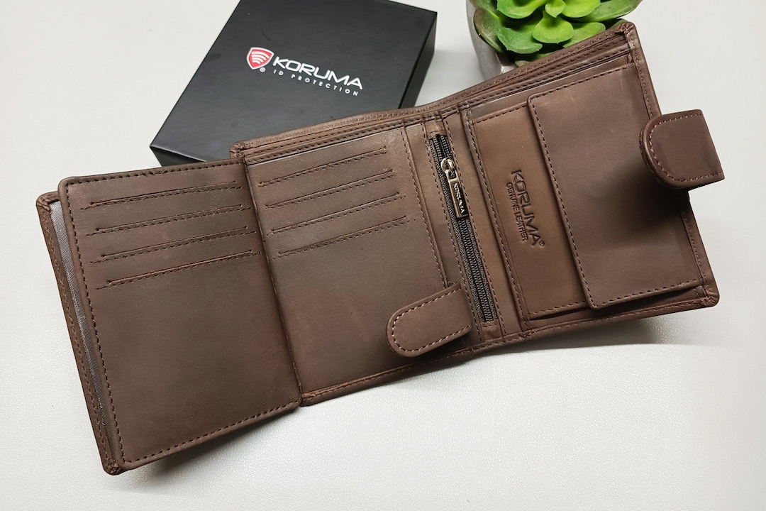 Leather Wallet for Men Personalised With Initials, RFID Mens Wallet ...