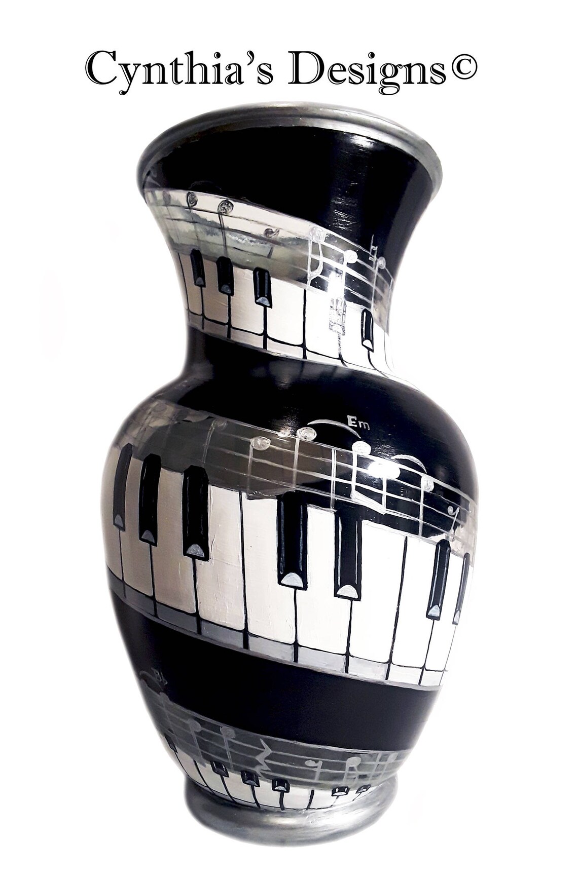 CUSTOM VASE: Hand Painted/sculpted Piano/music Lyrics Design | Etsy