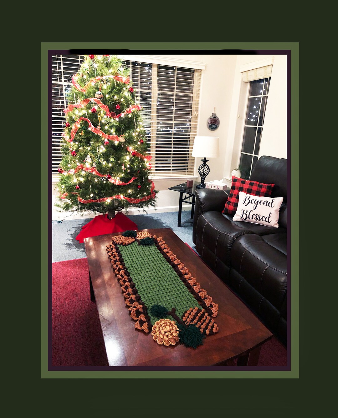 Pine Cone Table Runner 3-D ...original Hand Crocheted Design - Etsy