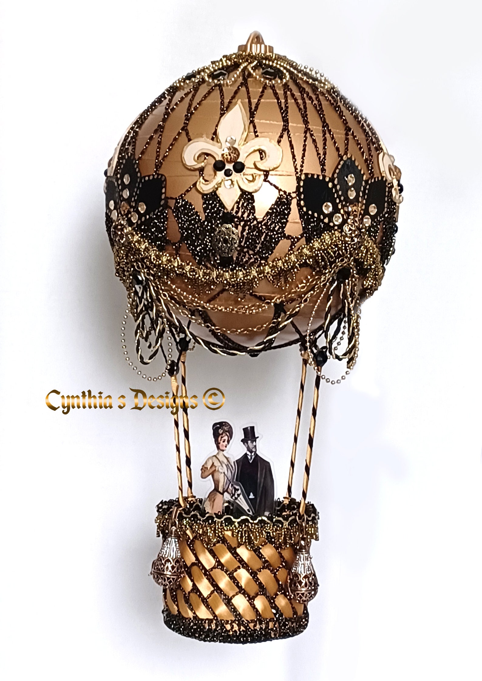 Hot Air Balloon Parisian/victorian 16.5" Tall -with Laminated Couple in ...