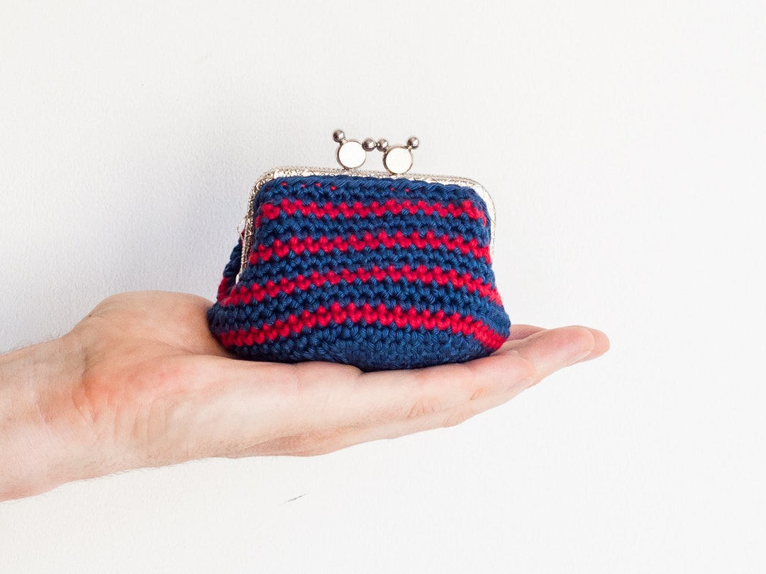 Navy Blue Cute Retro Coin Purse, Blue and Red Coin Purse, Red Blue Coin ...