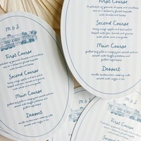 Blue Stripe Menu Card, Editable Coastal Wedding Template, Elegant ...