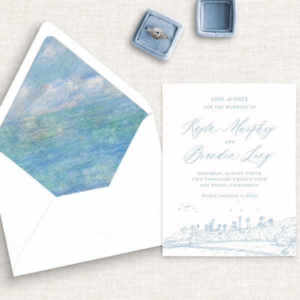 The Seaside Letterpress Invitation Letterpress Wedding Invitations ...