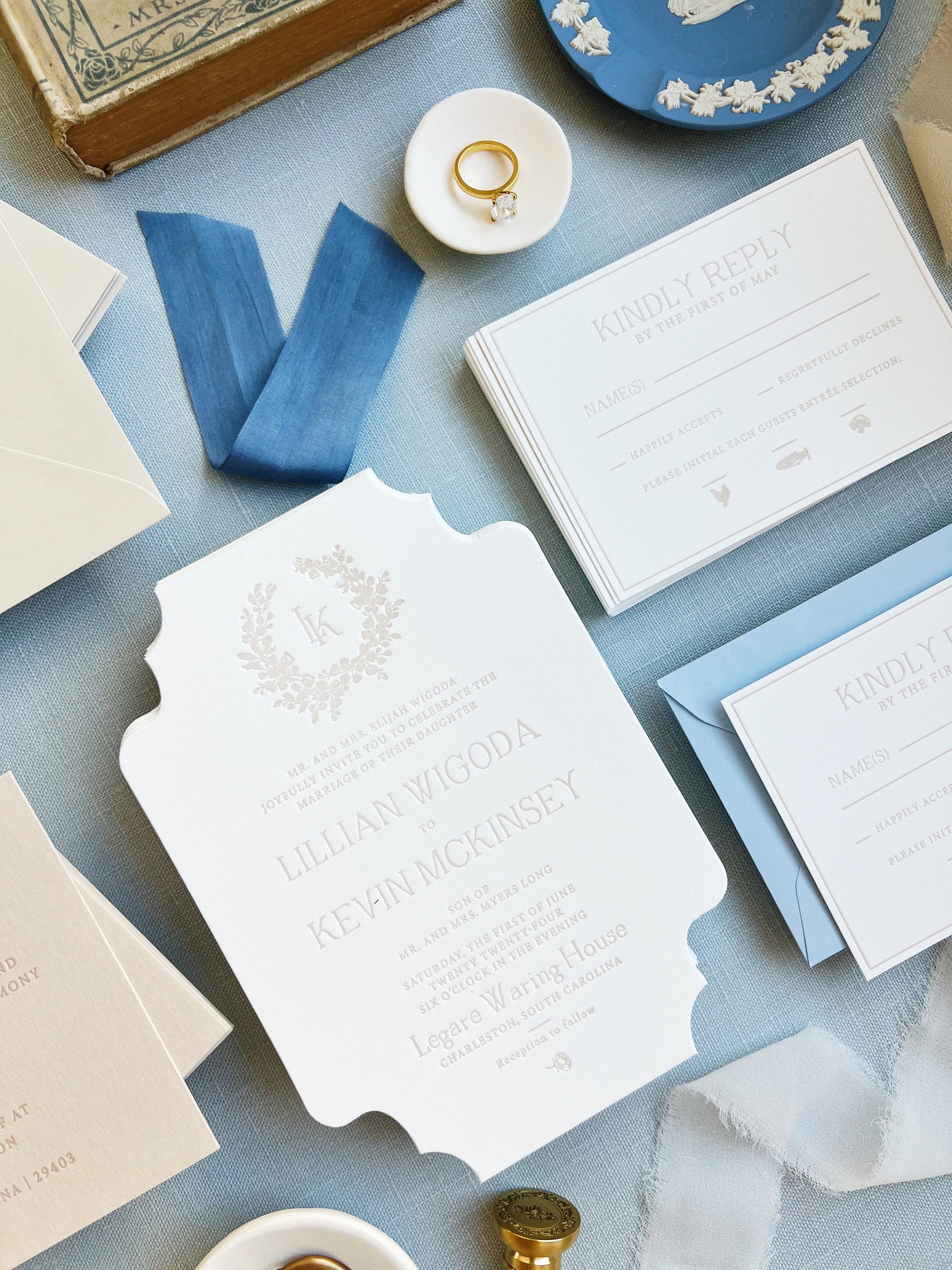 The Rose Letterpress Invitation Suite - Letterpress Wedding Invitations ...