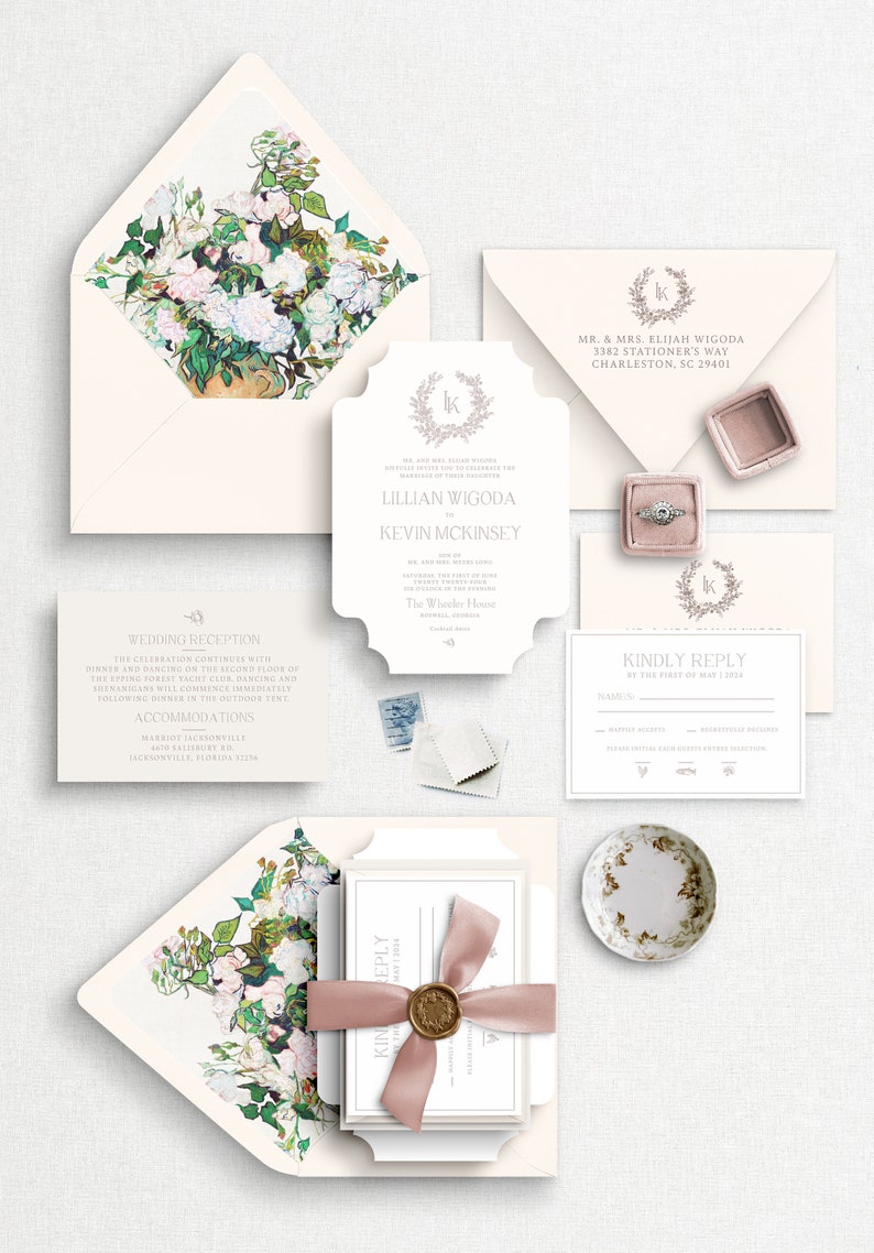 The Rose Letterpress Invitation Suite - Letterpress Wedding Invitations ...