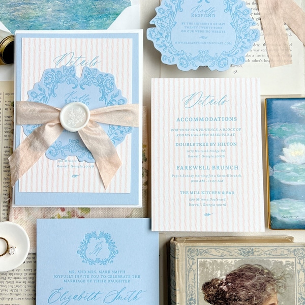 The Seaside Letterpress Invitation Letterpress Wedding Invitations ...