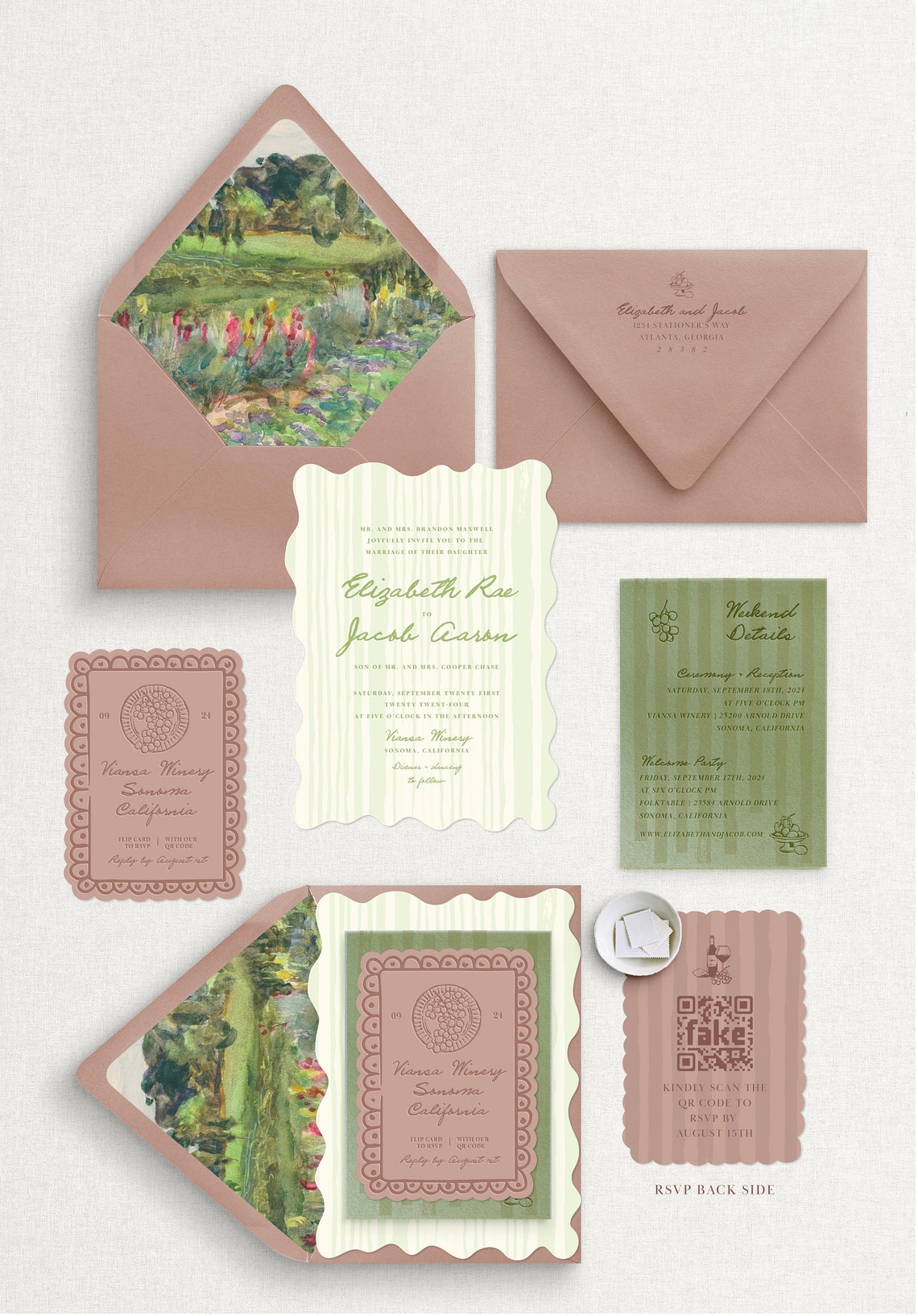 The Viansa Letterpress Invitation Suite Letterpress Wedding Invitations ...